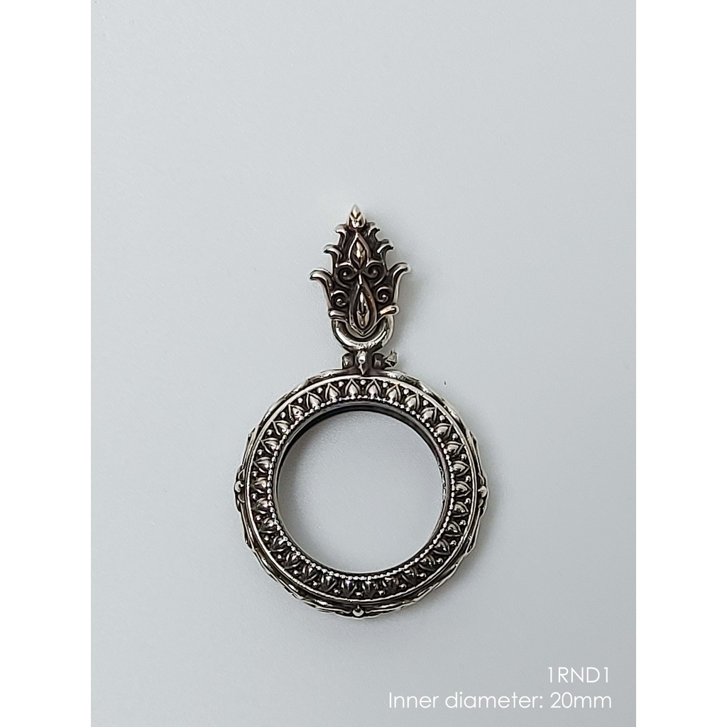 1RND1Silver925 round amulet casing inner diameter 20mm กรอบพระเงินแท้ ...