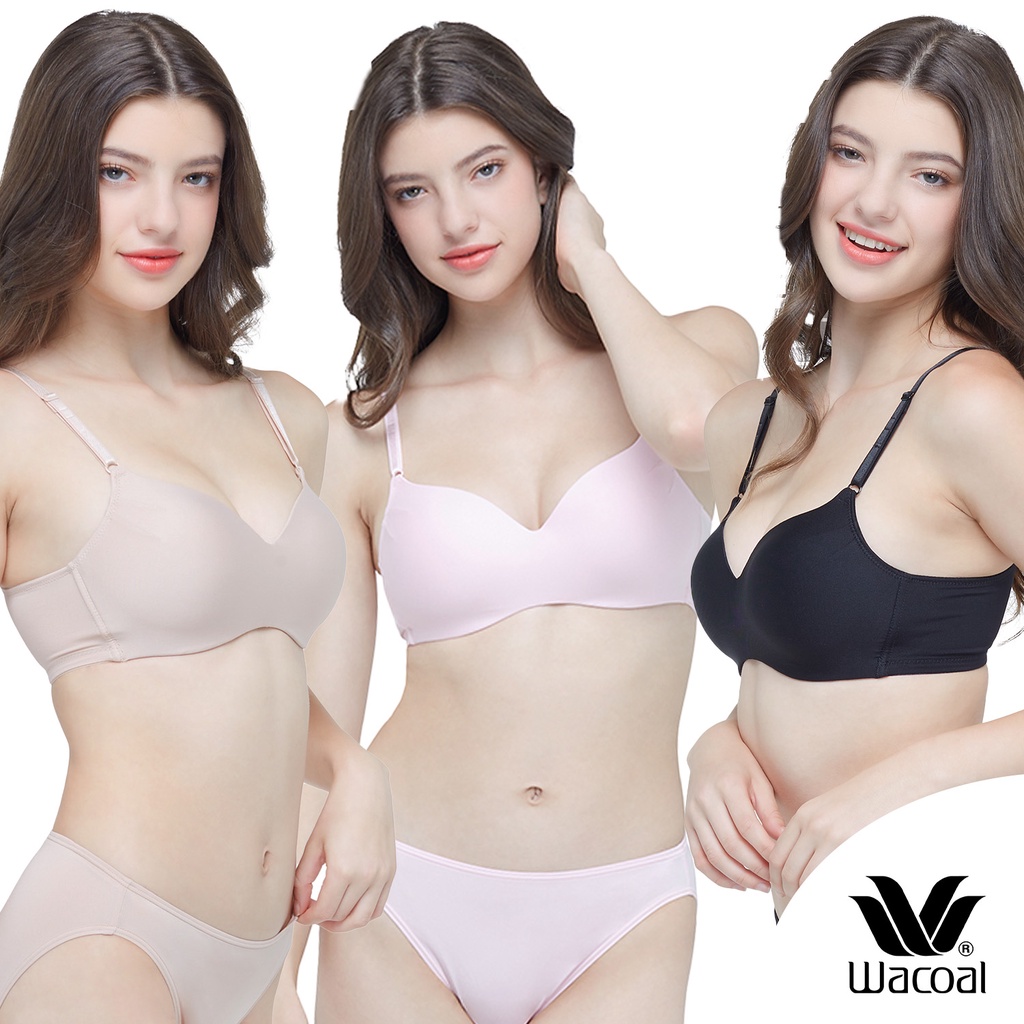 Wacoal Surprise Comfort Bra บราไร้โครง เซ็ท 3 ชิ้น รุ่น WB3X96 สีเบจ-ดำ-ชมพูอ่อน (BE-BL-LP ...