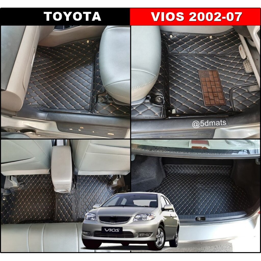 พรมปูพื้นรถยนต์6D TOYOTA VIOS 2002-07 พรม6D QJ VIP หนาพิเศษ เต็มคัน รวม ...