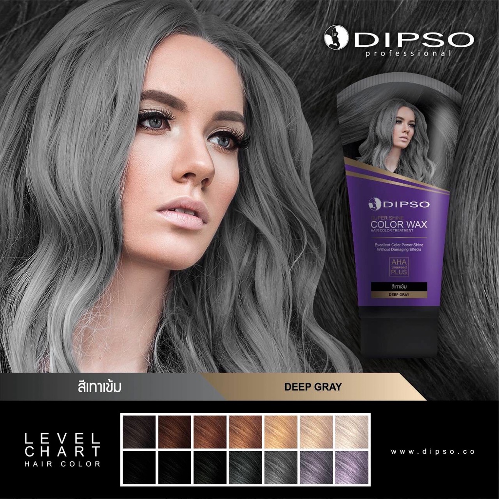 สีเทาเข้ม! แว็กซ์ เปลี่ยนสีผม ดิ๊ฟโซ่ dipso wax สูตรปราศจากแอมโมเนีย ...