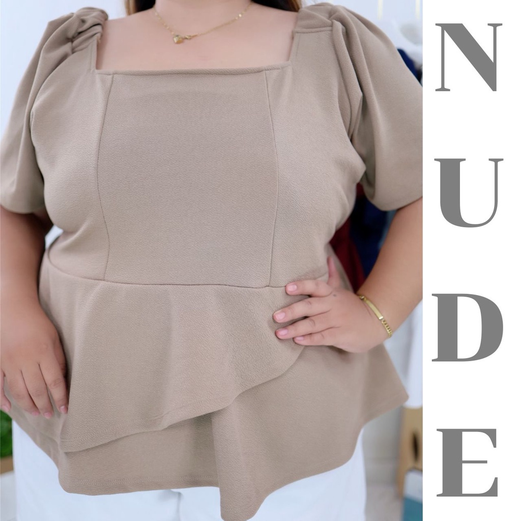 พร้อมส่ง เสื้อทำงานสาวอวบคอเหลี่ยมชายระบาย เสื้อแฟชั่นผู้หญิง ไซส์ใหญ่ มีมากกว่า 10 สี รุ่น A492 ...