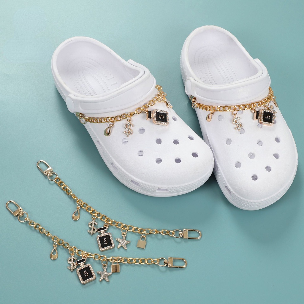 Crocs Jibbitz Set Gold Chain Perfume DIY รองเท้าปุ่มเสน่ห์ | Shopee ...