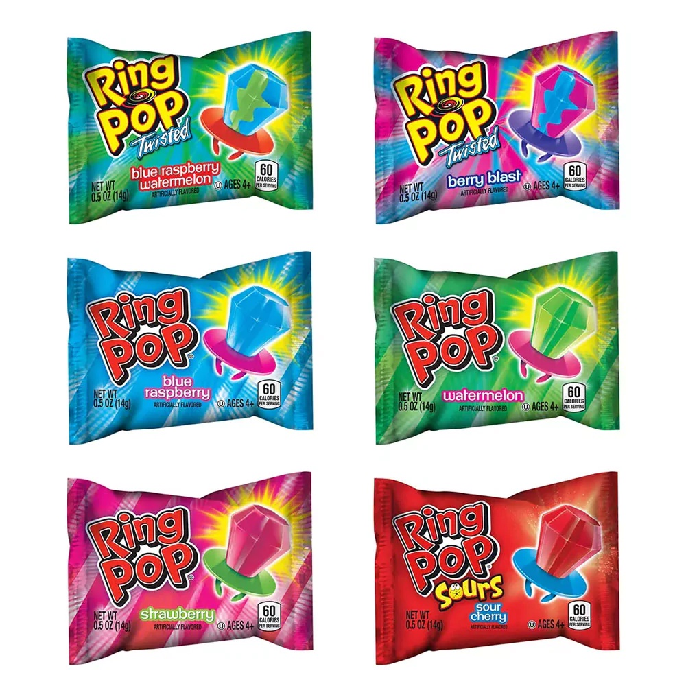 Ring Pop Individually Wrapped Lollipop Suckers w/ Assorted Fruity ...