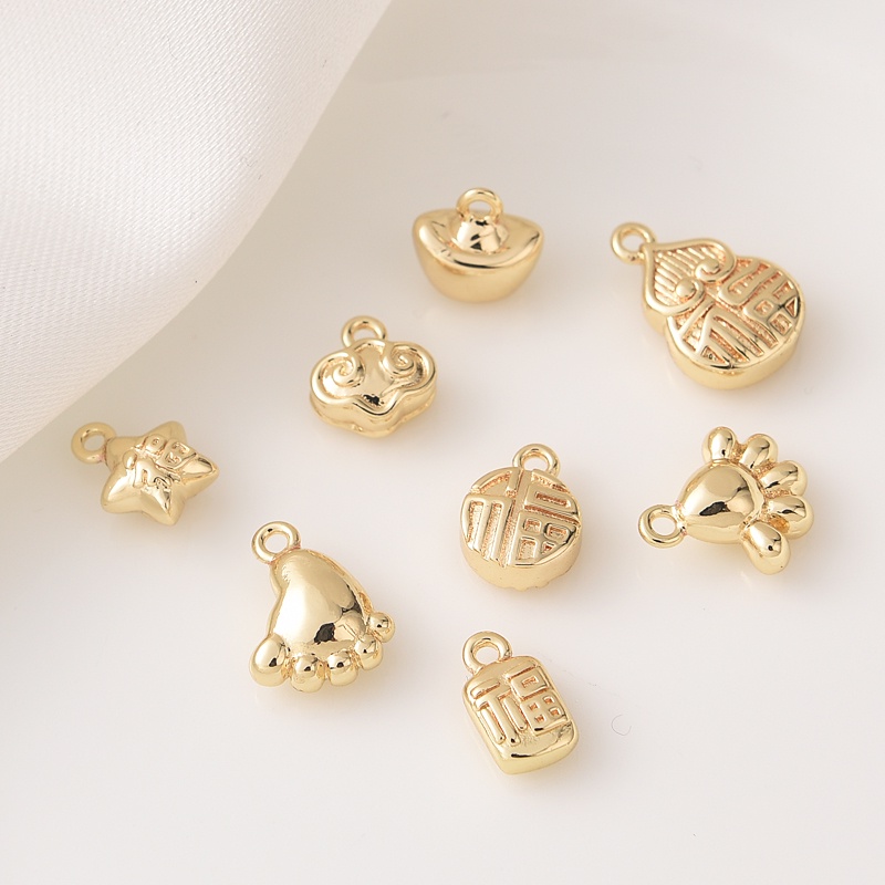 จี้ diy 14K ทองแดง Clad Gold Retention สี Retention Solid Fortune ตัวอักษรจี้ Handmade diy สร้อย ...