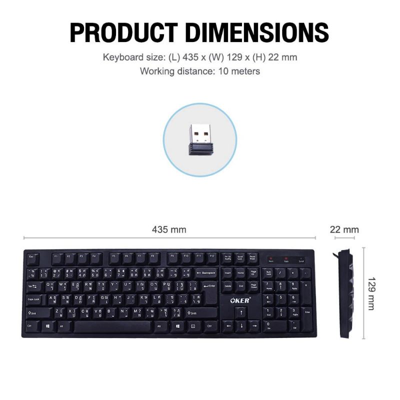 NENมาใหม่🚀ส่งเร็ว🚀OKER คีย์บอร์ดไร้สาย 104 คีย์ ดีไซน์เรียบง่าย WIRELESS CONVENIENCE COMPACT K ...