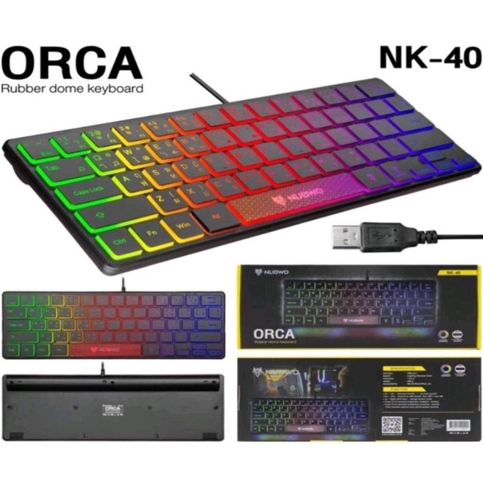 Nubwo NK-40 ORCA Keyboard Rubber Dome Switch LED Lighting Rainbow ปุ่ม ...
