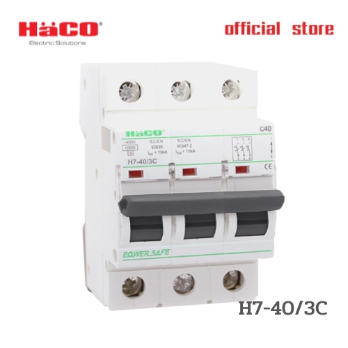 HACO MCBs อุปกรณ์ตัดไฟ 3 โพล 40 แอมป์ 230/400 โวลต์ รุ่น H7-40/3C | Shopee Thailand