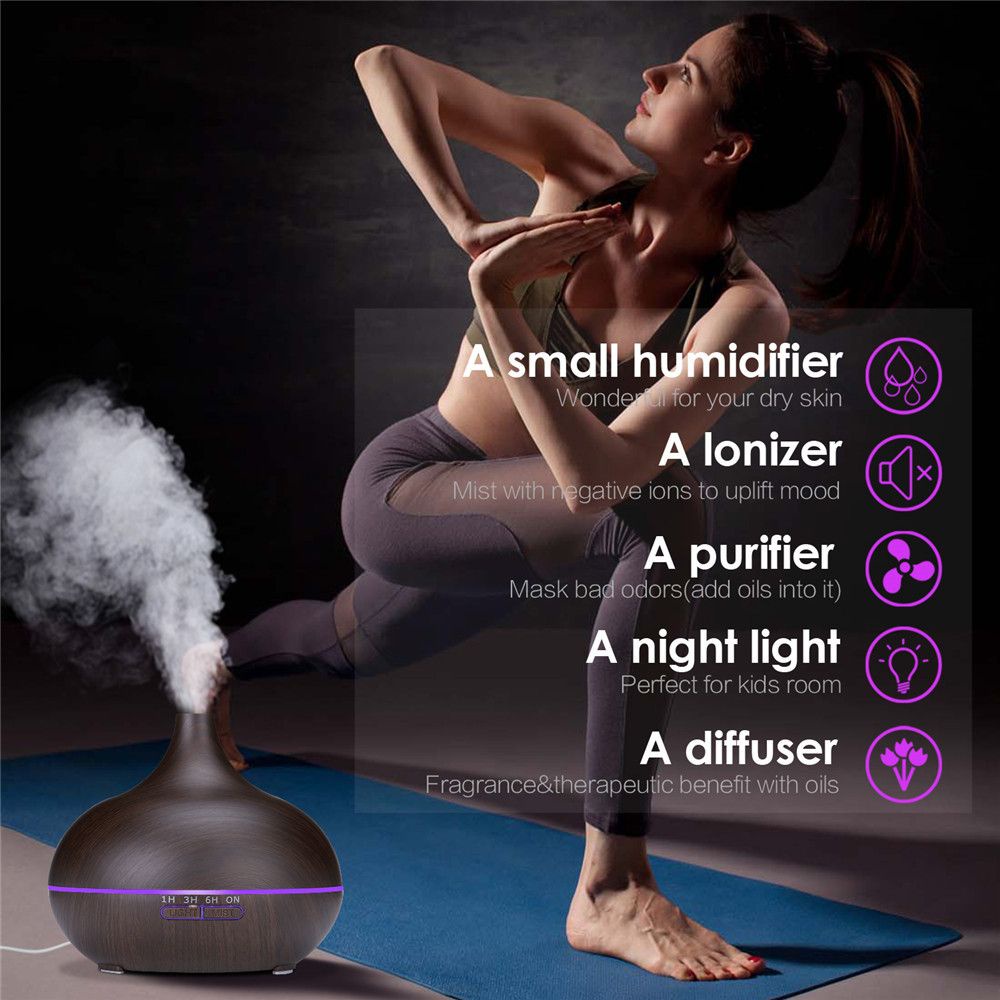 Aroma Diffuser 550ml เครื่องพ่นไอน้ำอโรม่า เพิ่มความชุ่มชื่นในอากาศ มี LED Light มีรีโมทควบคุม ...