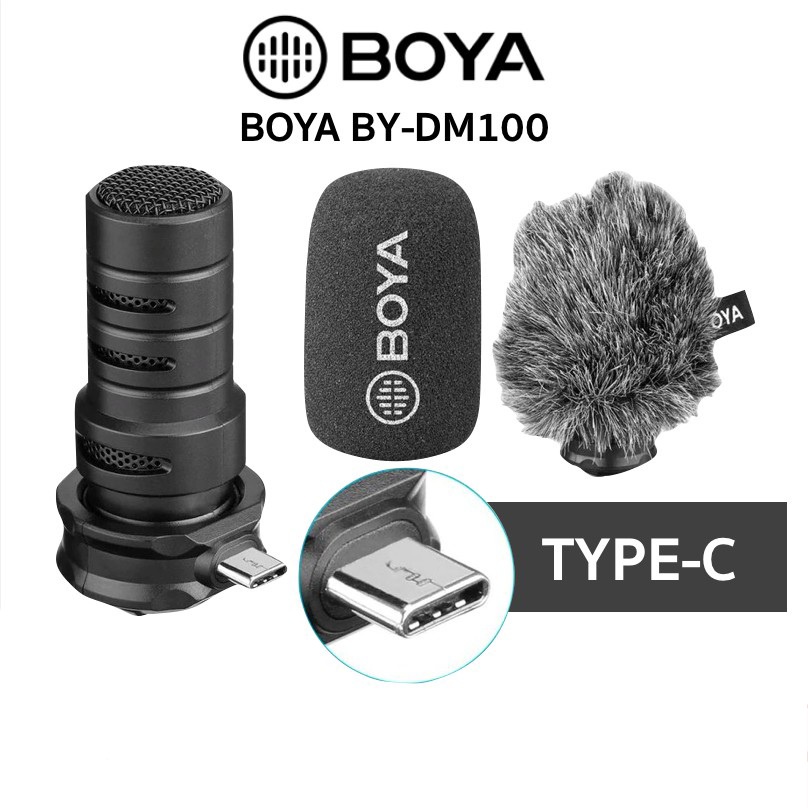 BOYA BY-DM100 Microphone USB Type-C Stereo ไมค์เสียบมือถือ ไมค์ไลฟ์สด ไมค์อัดเสียงสำหรับมือถือ ...