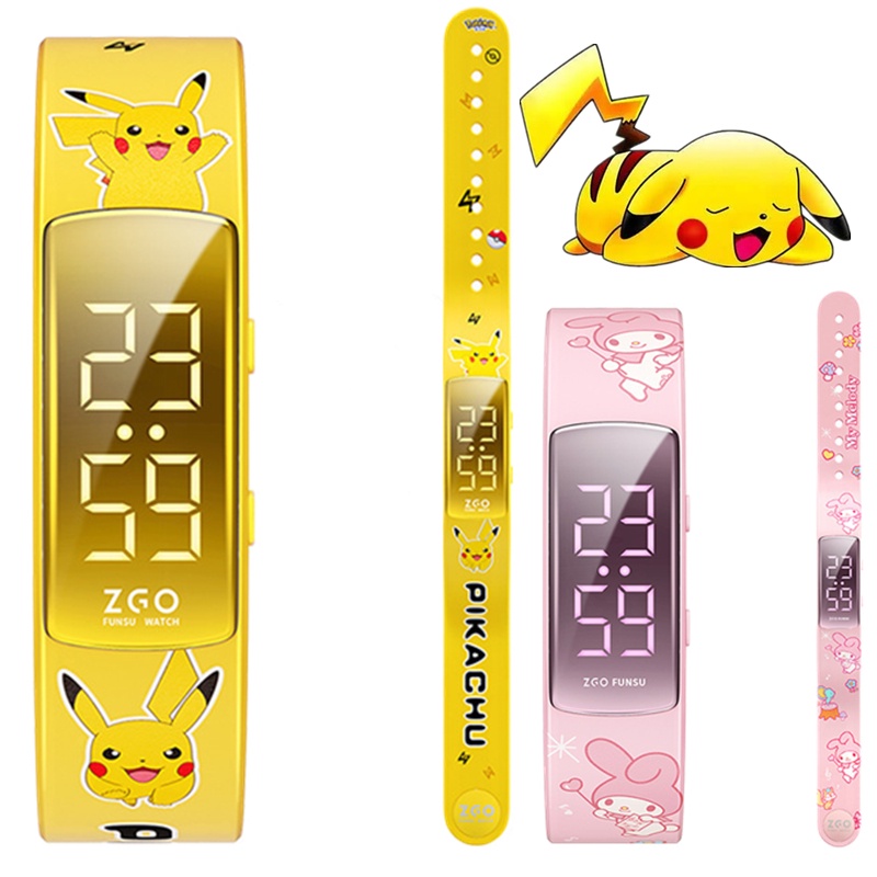 Pokémon Sanrio ZGO-6263นาฬิกาควอทซ์ดิจิตอลPikachu Kuromi Melodyกันน้ำ ...