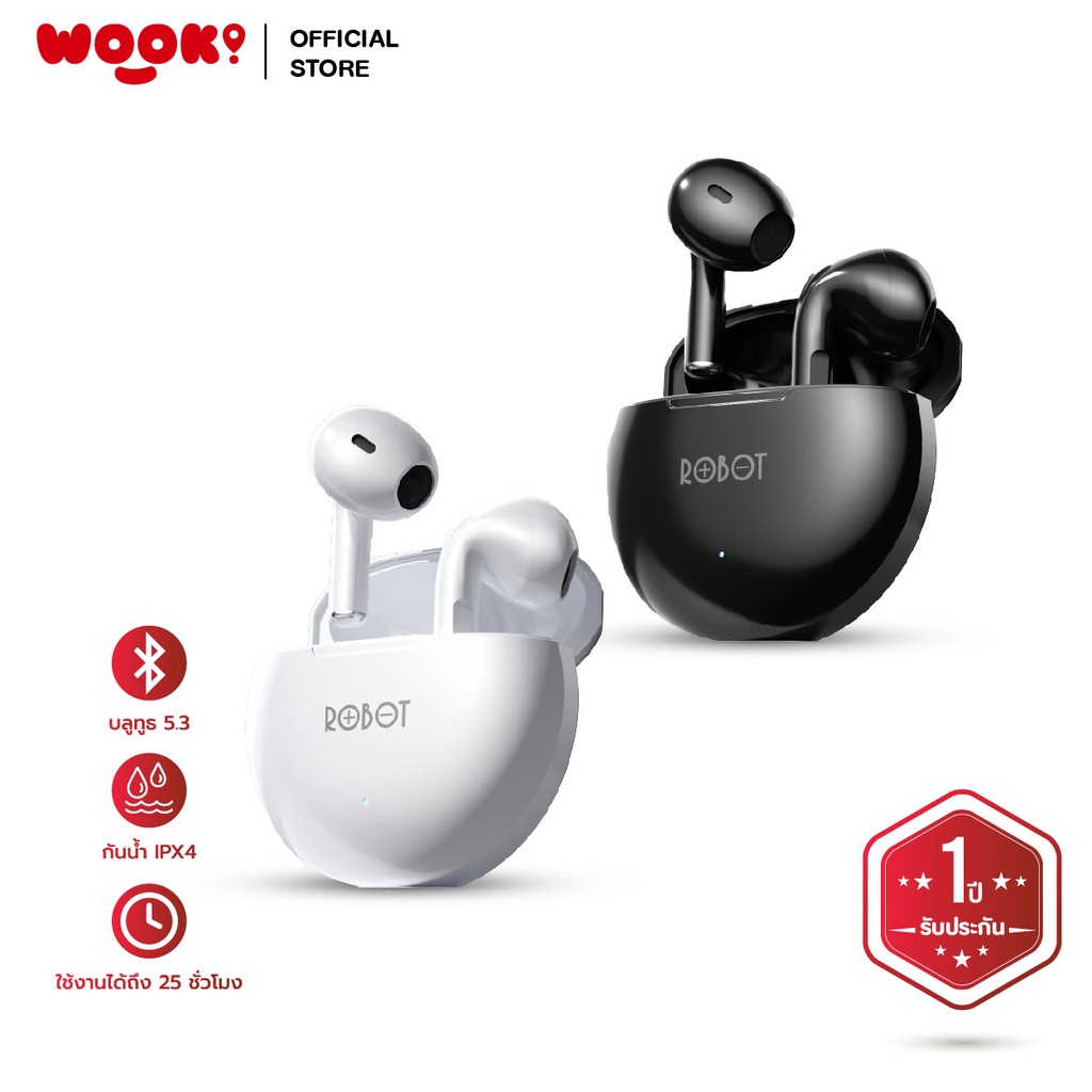 WOOK x ROBOT Flybuds TWS T10 หูฟังบลูทูธ 5.3 หูฟัง Earbuds ตัดเสียงรบ ...