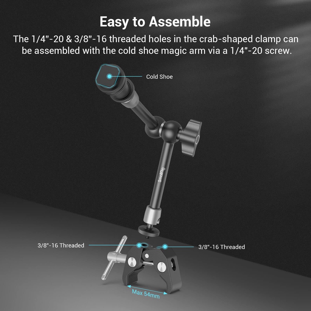 SmallRig Super Clamp and Magic Arm (11") with Cold Shoe Mount for ...