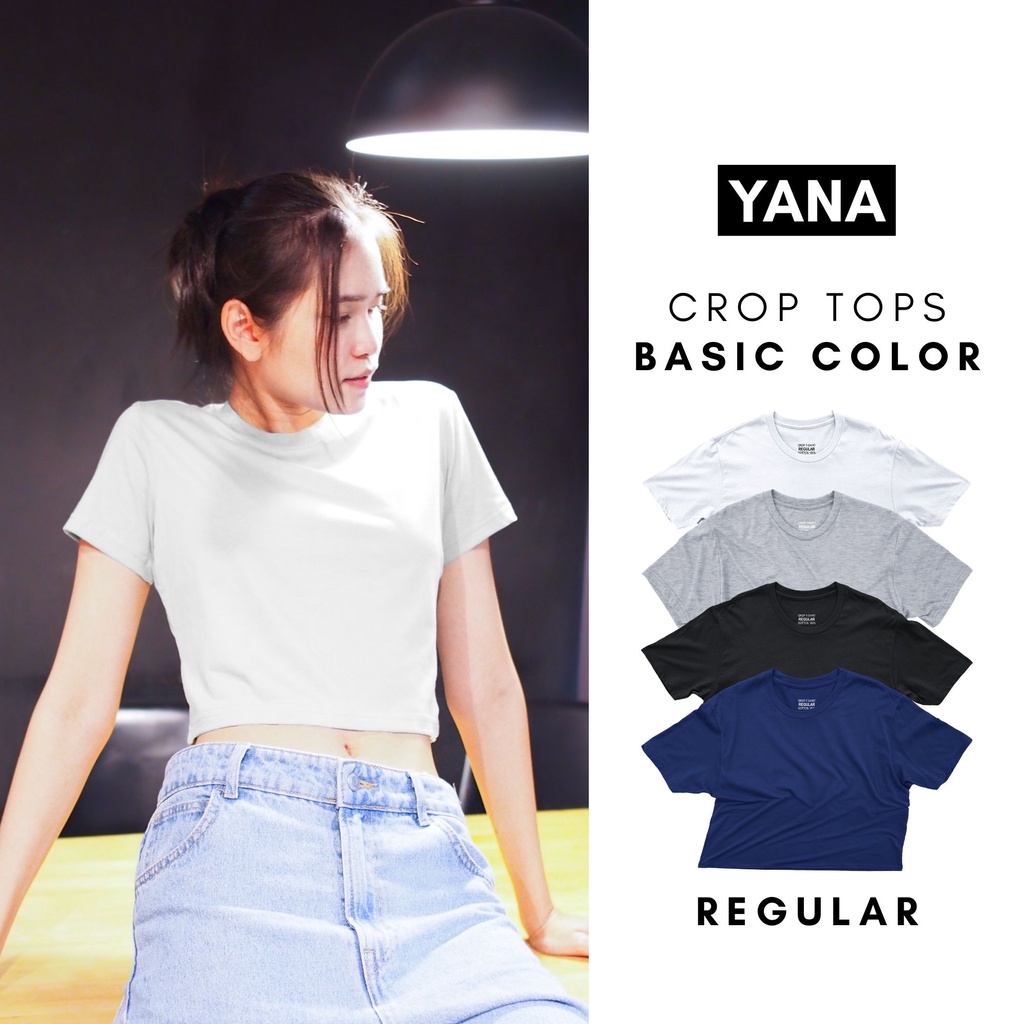 YANA เสื้อครอป ผ้าCotton 100% ไม่ย้วย ไม่เป็นขุย รับประกันมากกว่า 1 ปี เสื้อเอวลอยสีขาว สีเทา สี ...
