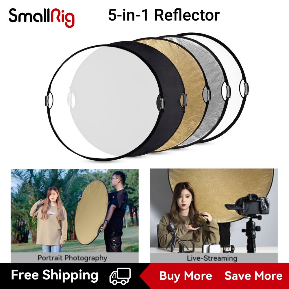 SmallRig 5-in-1 Collapsible Circular White Silver Gold Black Reflector White Diffusion Panel ...