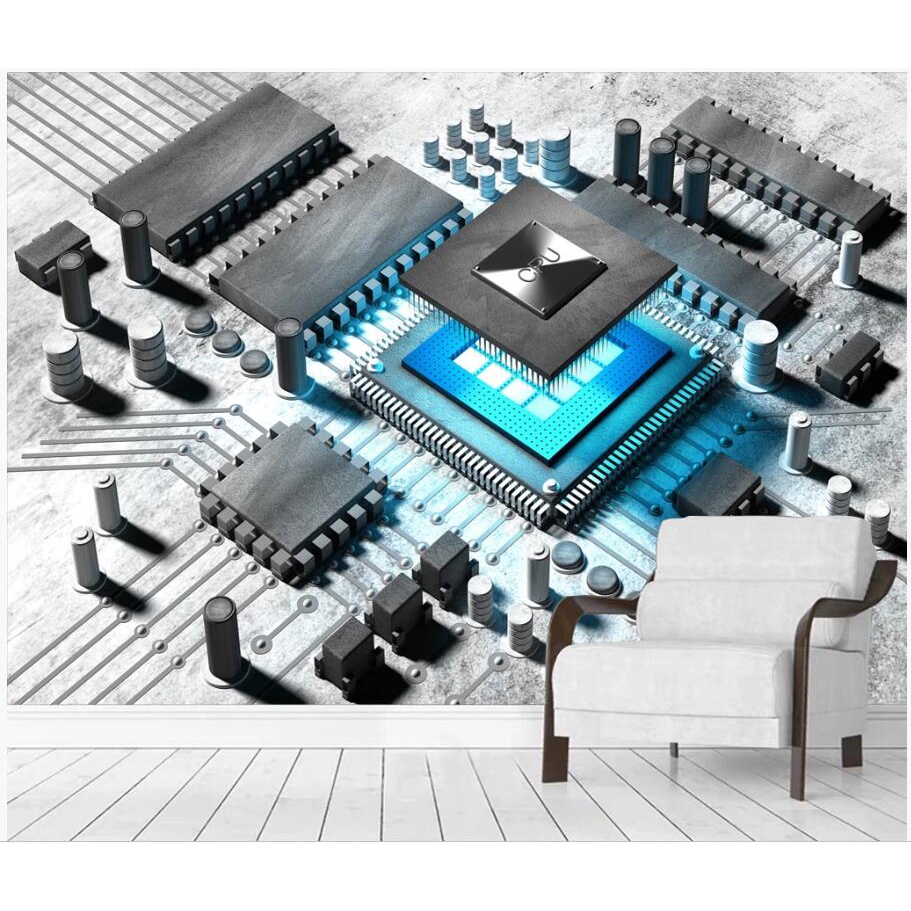 Custom photo 3d wallpaper Technology artificial intelligence CPU ...