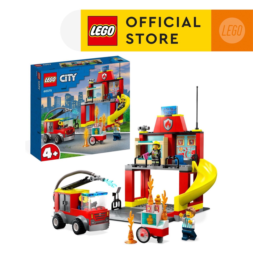 LEGO City 60375 Fire Station and Fire Engine Building Toy Set (153 Pieces) | Shopee Thailand