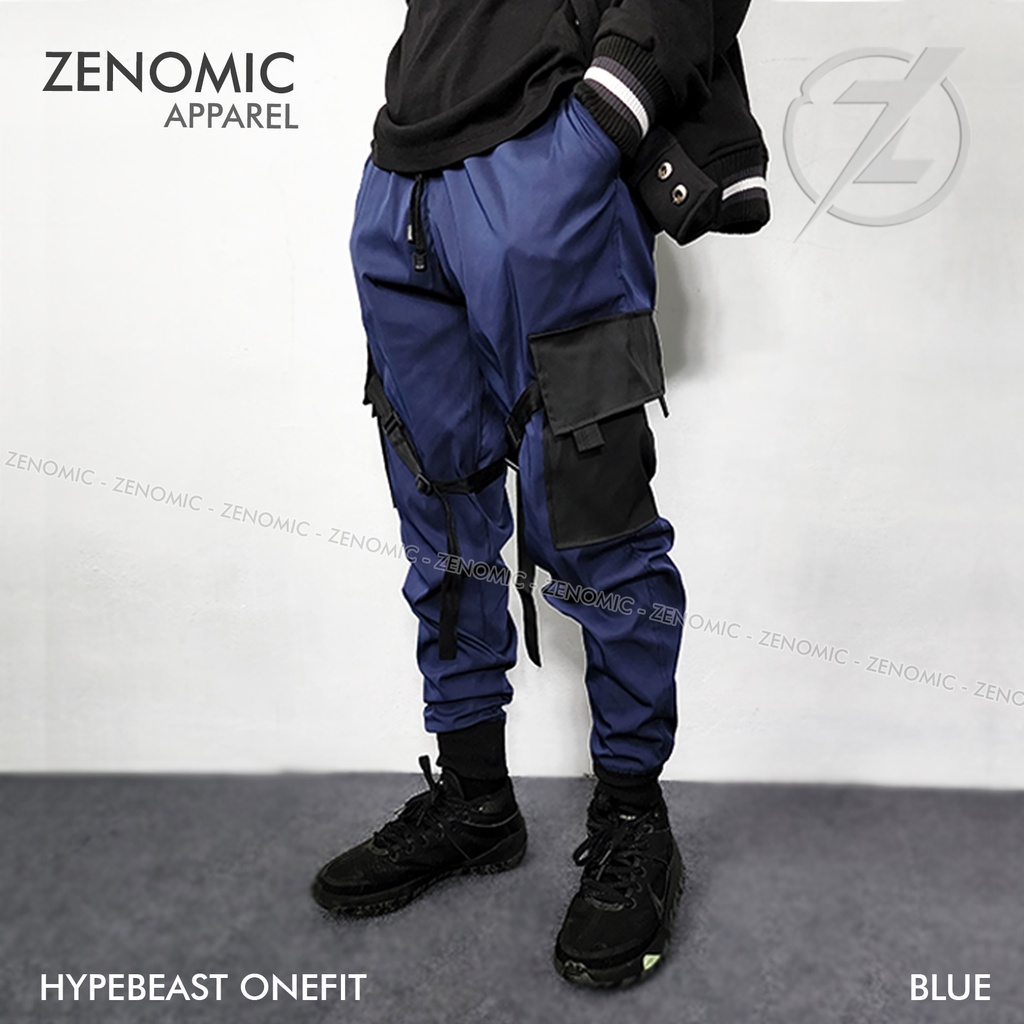 Hypebeast Onefit Techwear Blue Slim Fit Cargo Jogger กางเกง Size SML XL - สไตล์เกาหลี Harajuku ...