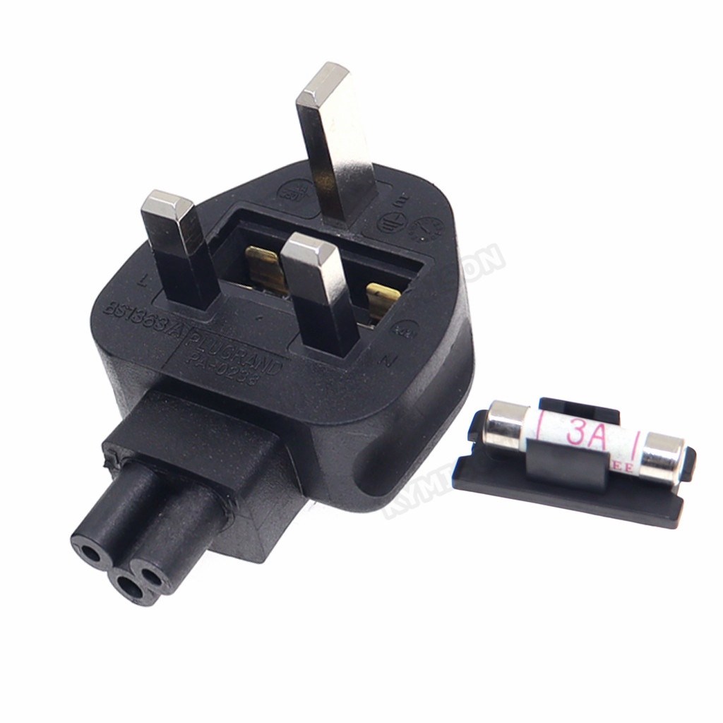 Uk BS1363/A ปลั๊กมาตรฐานเป็นอะแดปเตอร์ไฟ AC IEC C5, ชายอังกฤษไปยัง C5 ...
