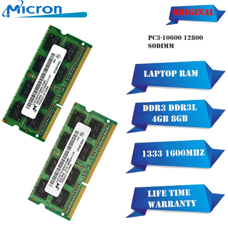 ใหม่ หน่วยความจําแล็ปท็อป Micron RAM DDR3 DDR3L 4GB 8GB 1600MHz SODIMM PC3-12800S | Shopee Thailand