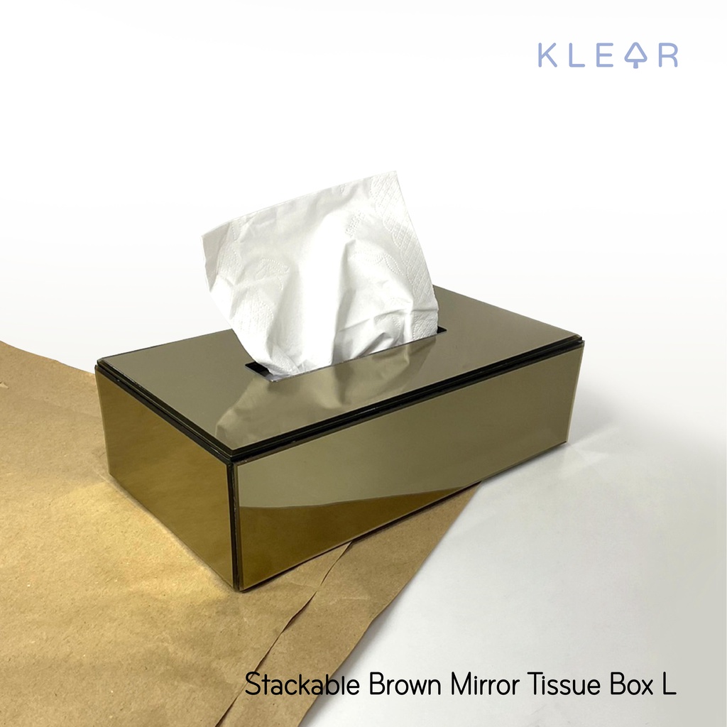 Brown Mirror Tissue Box-L กล่องใส่กระดาษทิชชู่ 25x14x7.8 ซม. กระจกสีทอง ...