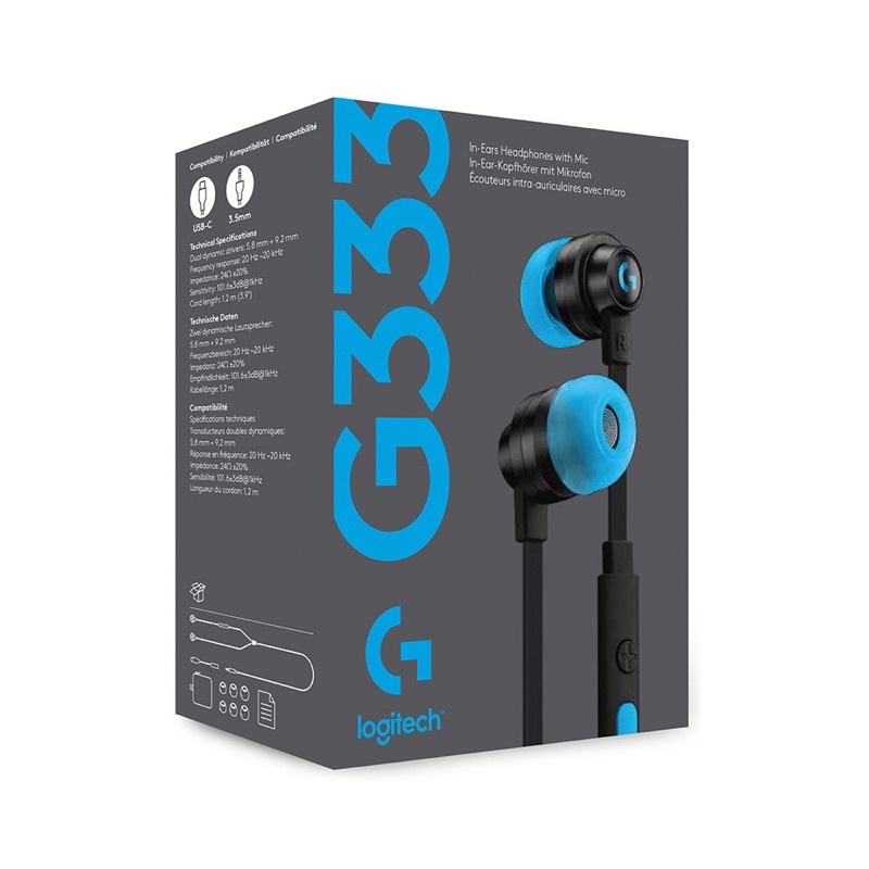 Logitech G333 หูฟัง In-Ear เกมมื่ง มีทัั้งแจ็ก 3.5 และ Type C (รับ ...