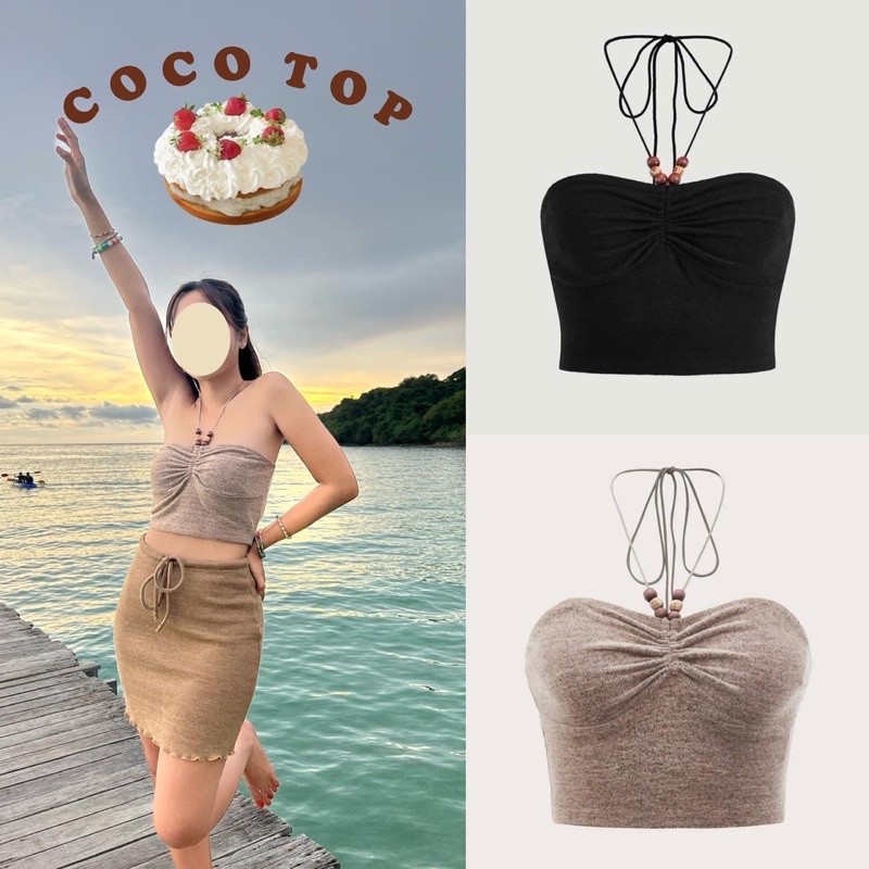 [พร้อมส่ง ในไทย] Coco top เกาะอก ลูกปัดไม้ | Shopee Thailand