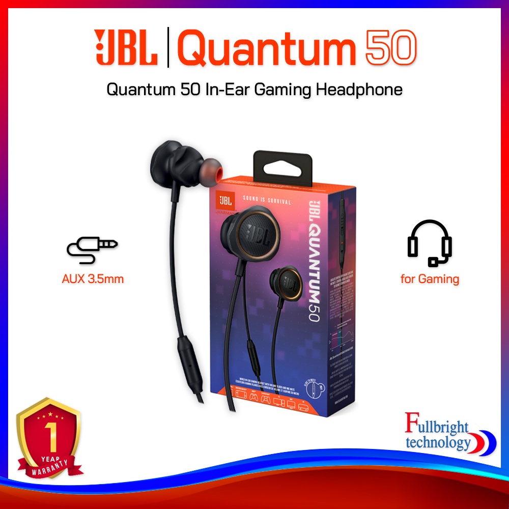 JBL Quantum 50 Wired in-Ear Inline Control Gaming หูฟังอินเอียร์สำหรับเกมมิ่ง รับประกันศูนย์ 1 ...