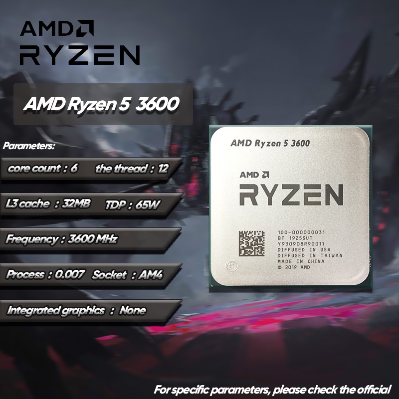 โปรเซสเซอร์ CPU AMD Ryzen 5 3600 R5 3600 3.6 GHz Gaming Zen 2 six-core ...