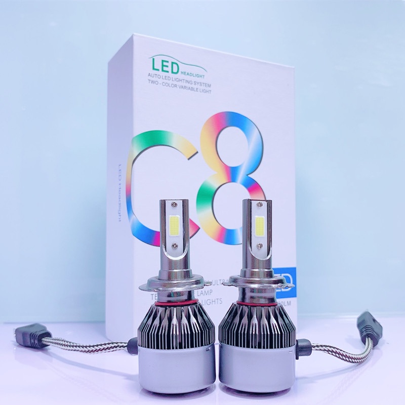 1คู่ ไฟหน้ารถยนต์ C8 LED แสงสีขาว H1 H3 H4 H7 H11 9005 9006 72W 6000K | Shopee Thailand