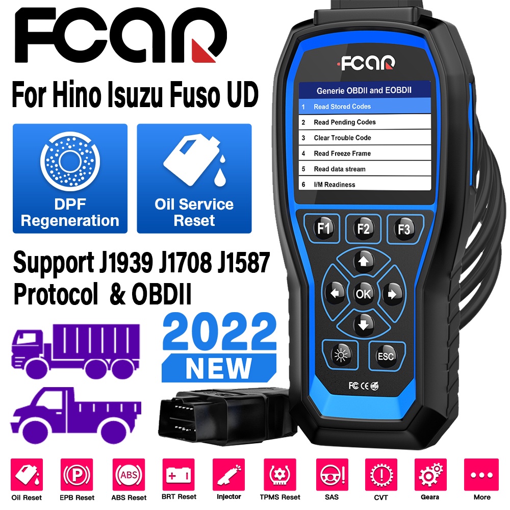 เครื่องสแกนเนอร์ FCAR F506 PRO 2in1 12V และ 24V OBD2 HOBD สําหรับ Hino ...
