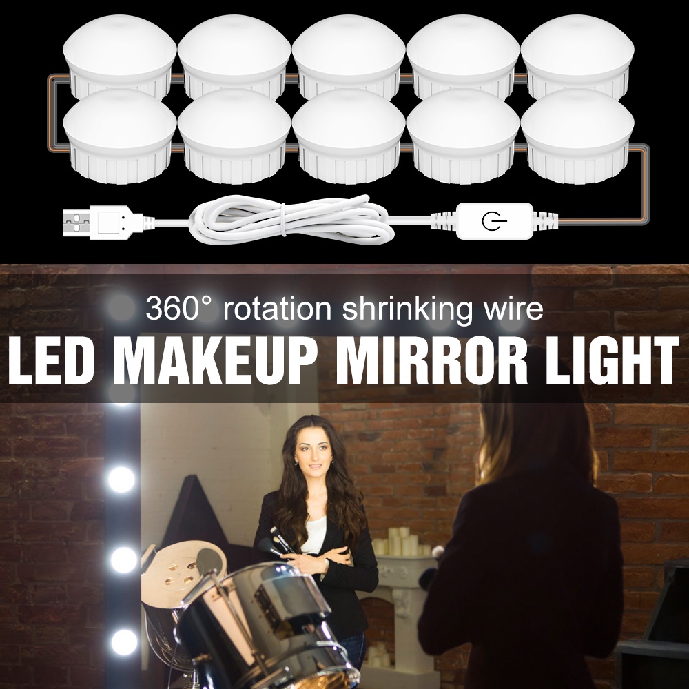 5V ไฟหน้ากระจก USB Touch Dimming Vanity หลอดไฟ LED เติมแสง Hollywood ...