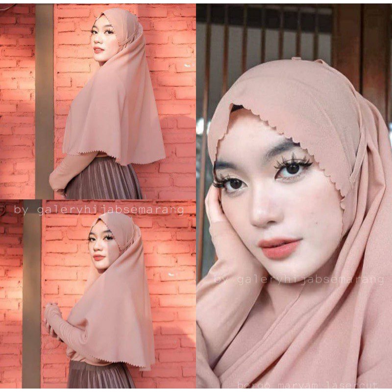 Bergo Maryam Hijab Laser Cut Diamond Strap | Shopee Thailand