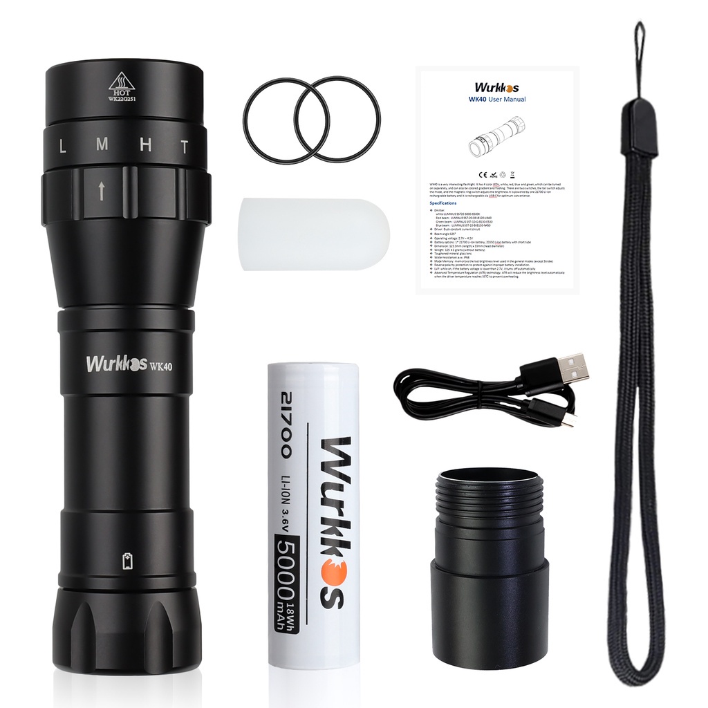 Wurkkos WK40 RGBW ไฟฉาย Led 4 ดวง พร้อมออปติก TIR ไล่โทนสี 21700 ...