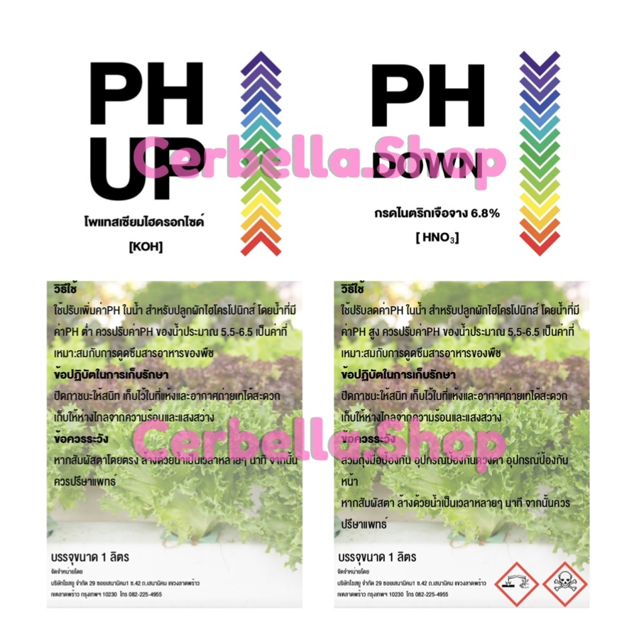 pH UP & pH DOWN น้ำยาปรับค่าน้ำ สำหรับปลูผักไฮโดรโปนิกส์ ขนาด 1 ลิตร สารละลายโพแทสเซียมไฮดรอกไซด ...