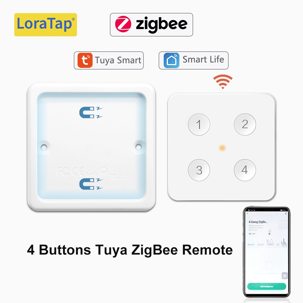 Tuya Zigbee 3.0 Wireless 4-button Remote Control Scene Switch Compatible With Smart Life Home ...