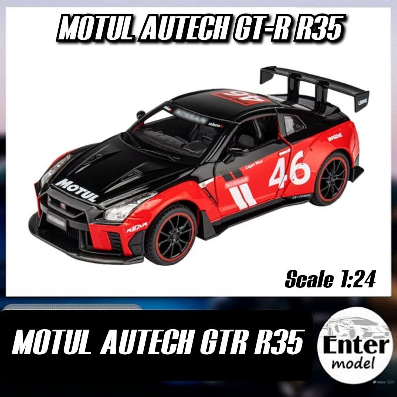 โมเดลรถเหล็ก มีเสียงมีไฟ MOTUL AUTECH NISSAN GTR R35 ยาว20cm Scale1/24 ...