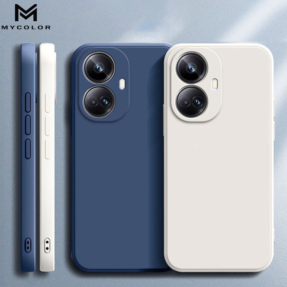 ตรงสแควร์ขอบซิลิโคนเหลวแบบนุ่มเคสโทรศัพท์สำหรับ Realme real me 14 14X 14T 13 13+ 12 11X 11 10T ...