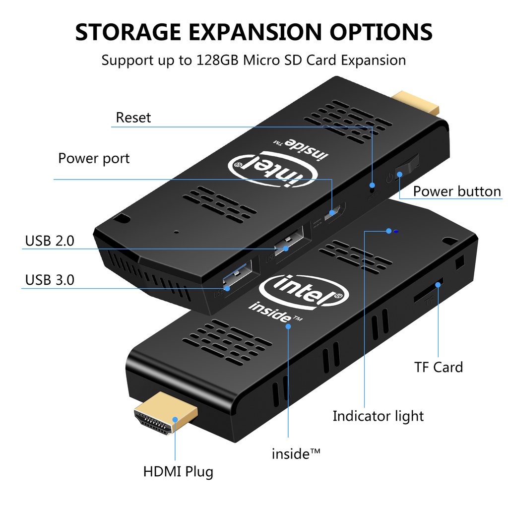 T5 Mini PC Stick Intel Z8350 Windows 10 กระเป๋าคอมพิวเตอร์ 4GB 64GB 4K ...