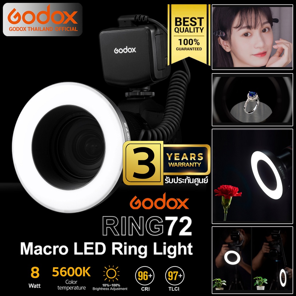 Godox LED Ring72 Macro Ring Light 8W 5600K ไฟถ่ายสินค้า ไฟมาโคร - รับ ...