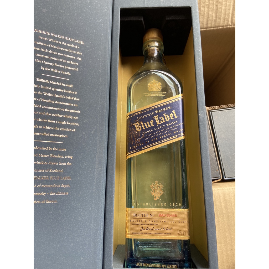 ขวดเหล้าเปล่า Blue Label ขนาด 1 L / 1000 ml กล่องครบ | Shopee Thailand