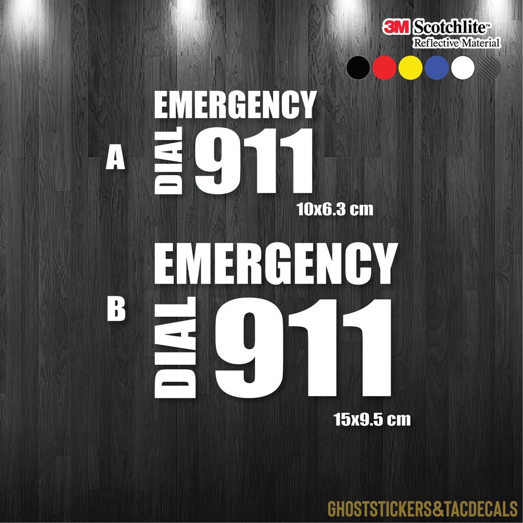 สติกเกอร์Emergency Dial 911 Police ตำรวจ อเมริกา ติดรถยนต์ มอเตอร์ไซค์ ...