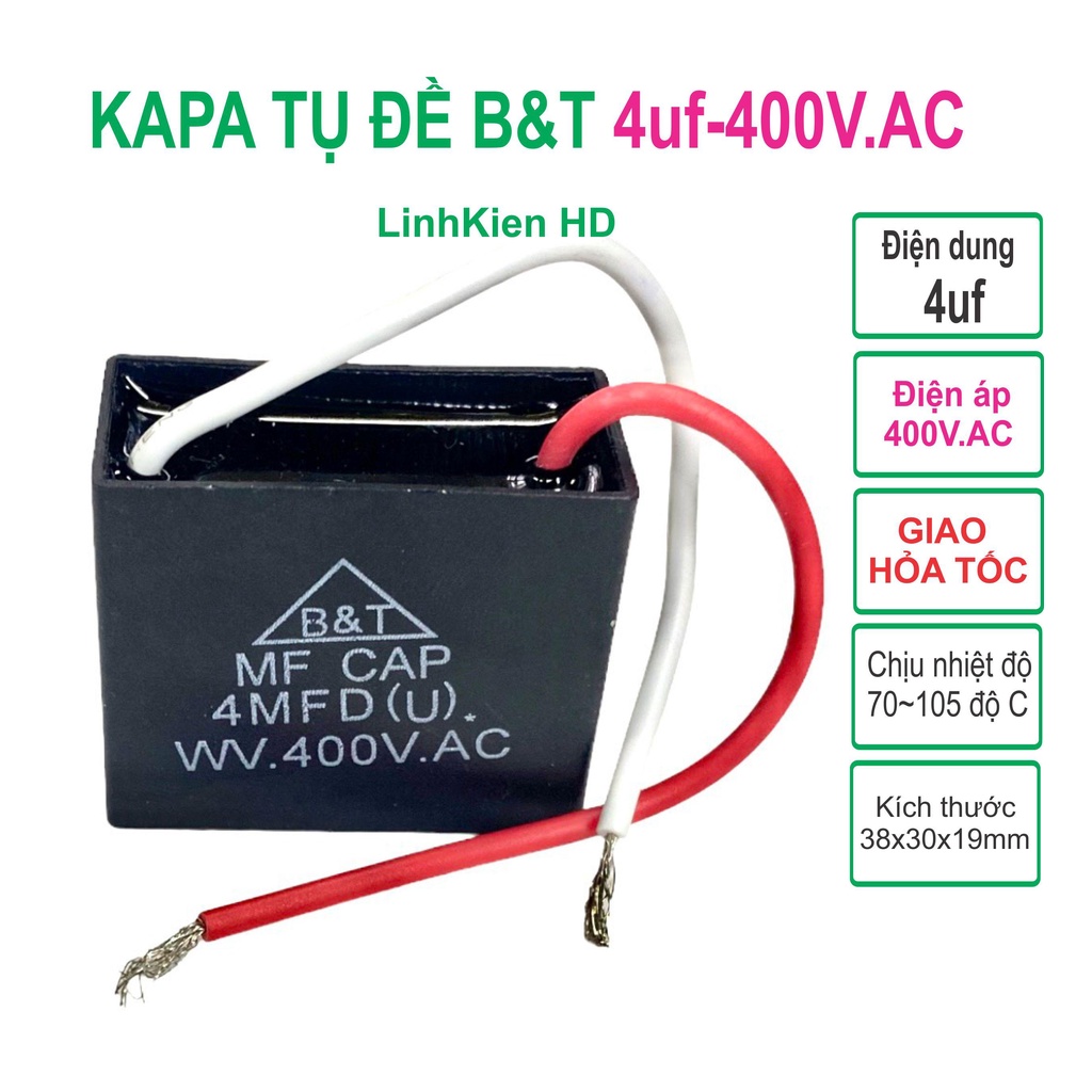 Capa capacitor 4uf 400V.AC B&T Kapa ถือพัดลม capacitor - LinhKien HD ...