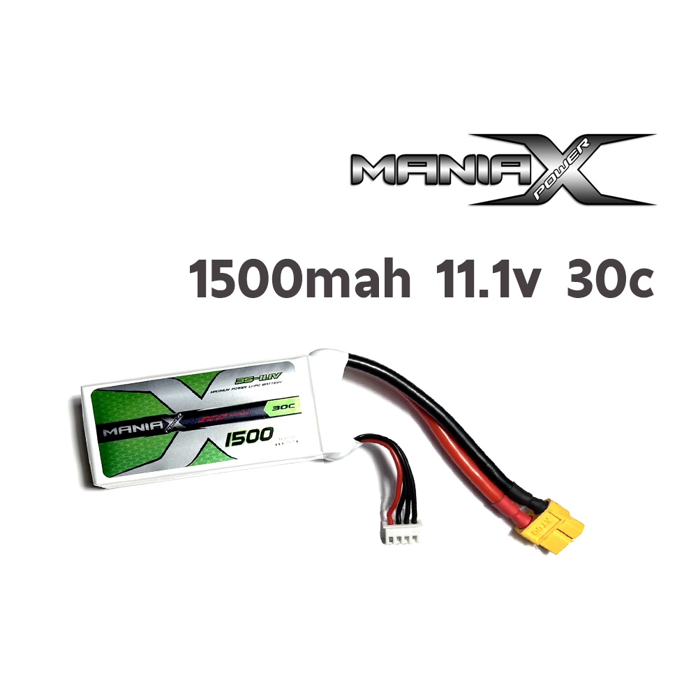 แบตเตอรี่ลิโพ Mania XPower 1500mah (11.1V)(3เซล) 30C แบตลิโพ lipo ...