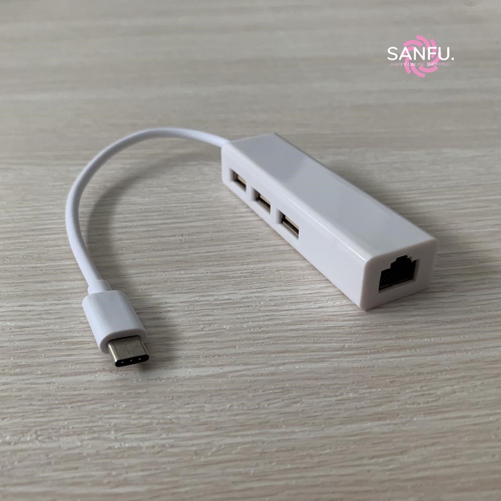 Type-c (USB C) ถึง LAN RJ45+USB HUB 3 PORT converter/ TYPE-C ETHERNET+3USB HUB | Shopee Thailand