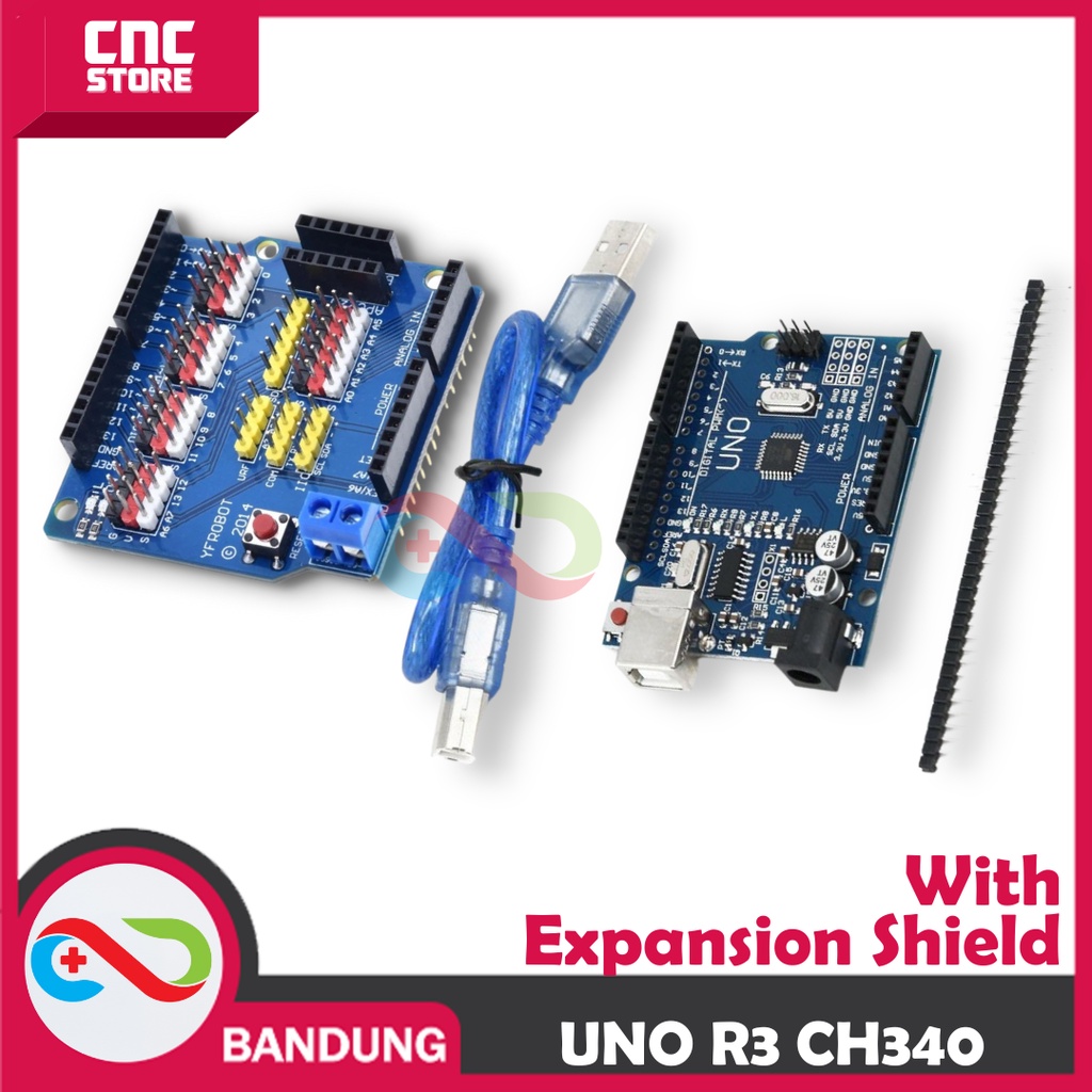 Arduino UNO R3 ATMEGA328P CH340 บอร์ดคอมโพสิต PLUS EXPANSION SHIELD V5 ...