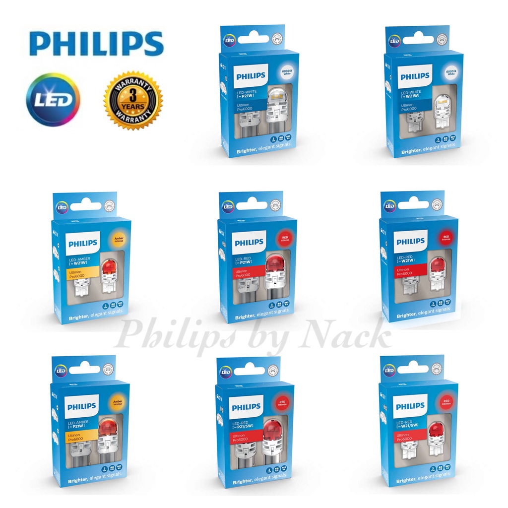 PHILIPS Ultinon Pro6000 หลอดไฟสัญญาณ LED ไฟเบรค ไฟเลี้ยว ไฟถอย [2 หลอด ...