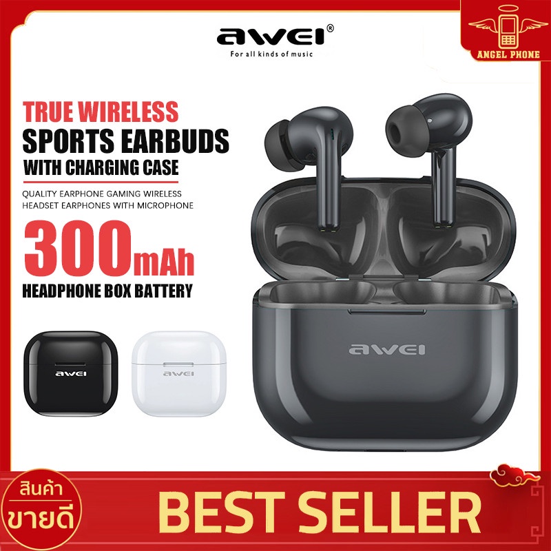 หูฟังอินเอียร์ Awei รุ่น T1Pro ไร้สาย เบสแน่น ระบบสัมผัส กันน้ำ ไมโครโฟนในตัว ซิลิโคนนุ่ม ใส่ ...