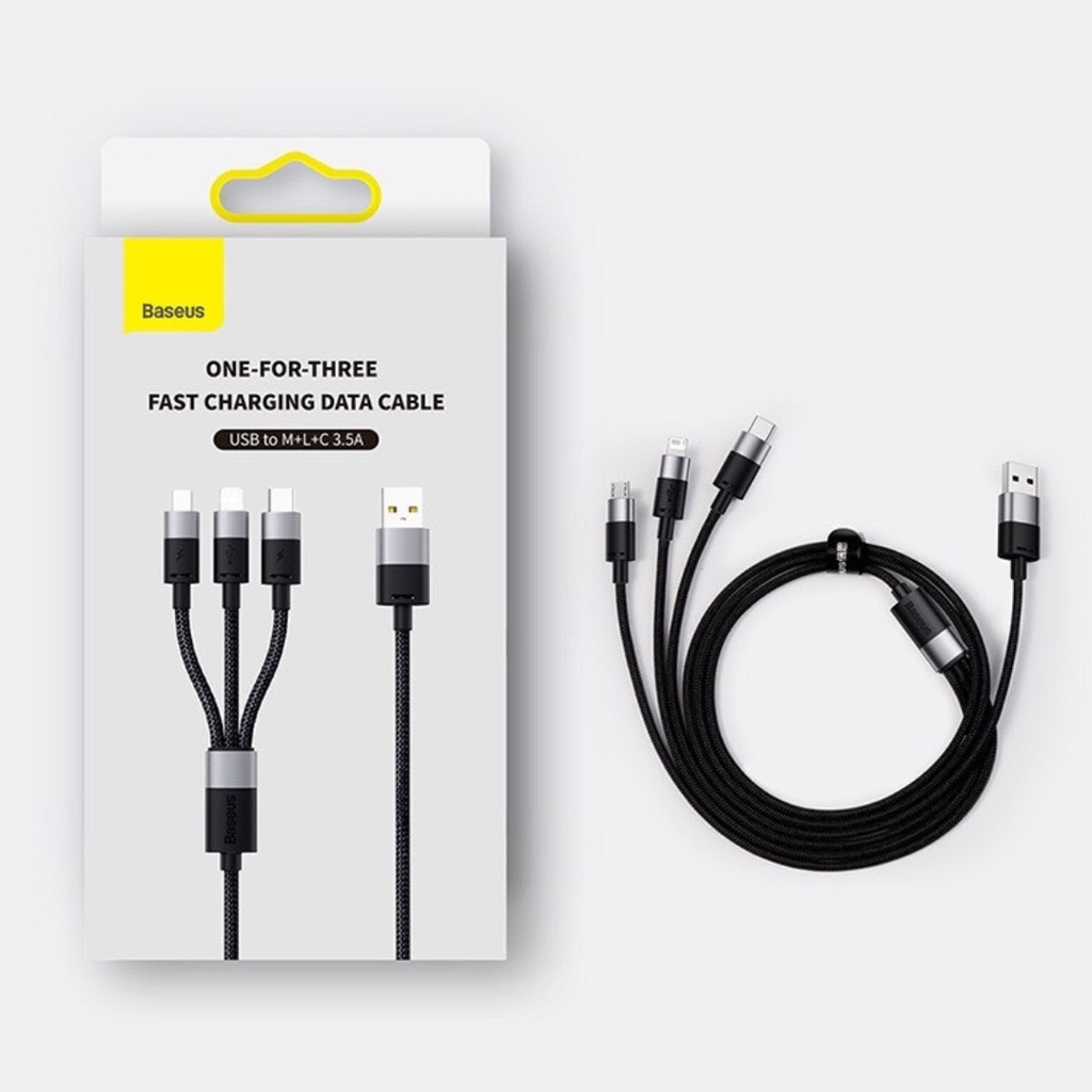 Baseus สายชาร์จเร็ว 3 in 1 USB To Type-C + Micro + iP Fast charging สาย ...