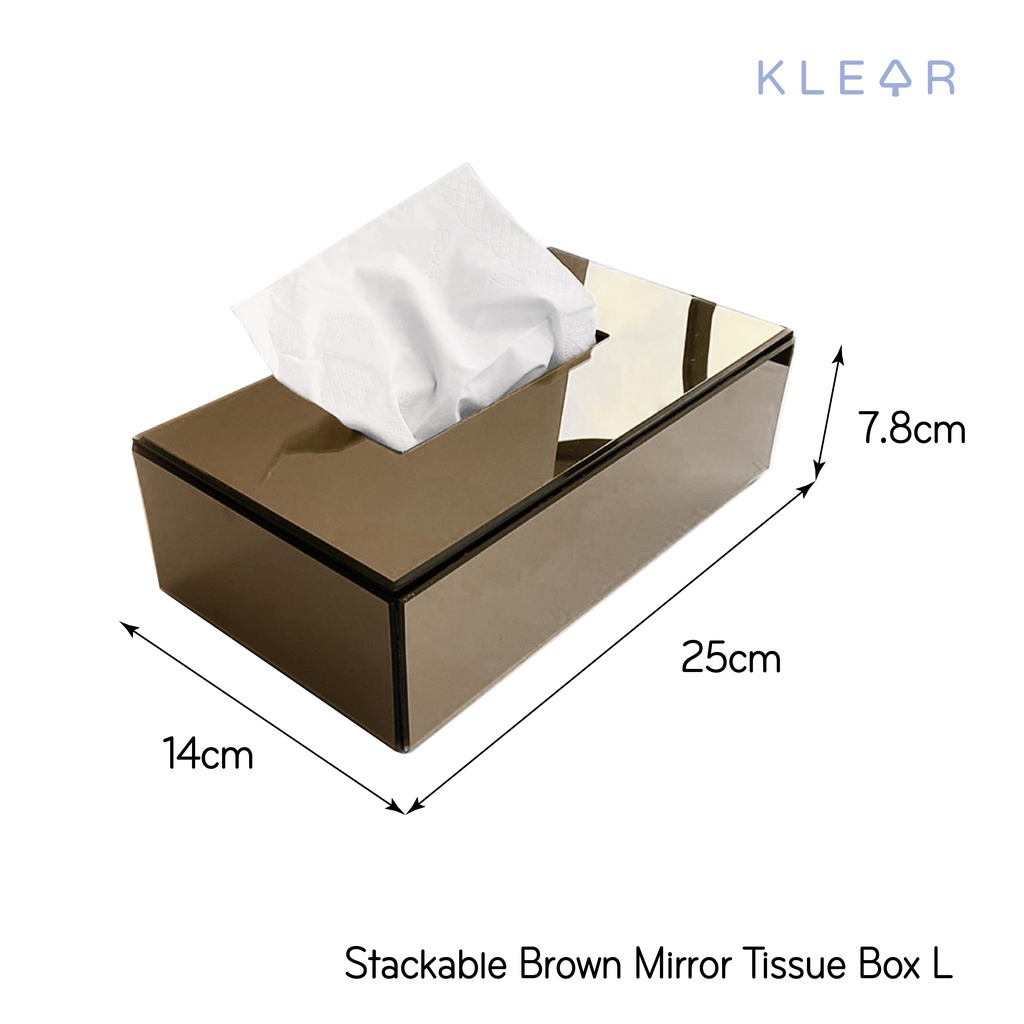 Brown Mirror Tissue Box-L กล่องใส่กระดาษทิชชู่ 25x14x7.8 ซม. กระจกสีทอง ...
