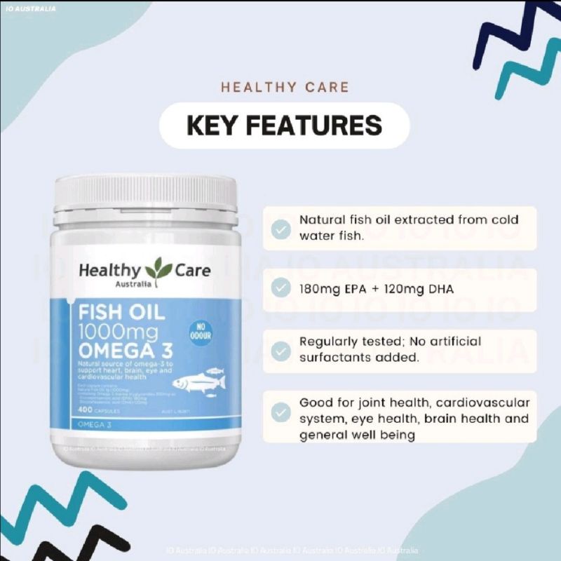 Healthy Care Fish Oil (Made in Australia) Omega 3 1000mg (400 capsules ...